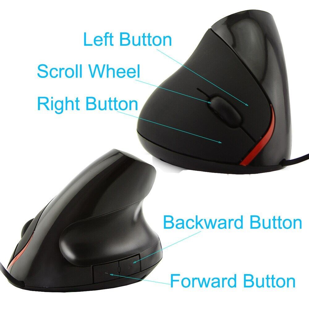 Wired Vertical USB Mouse 1600 DPI Optical Ergonomic Mouse Right Hand ...