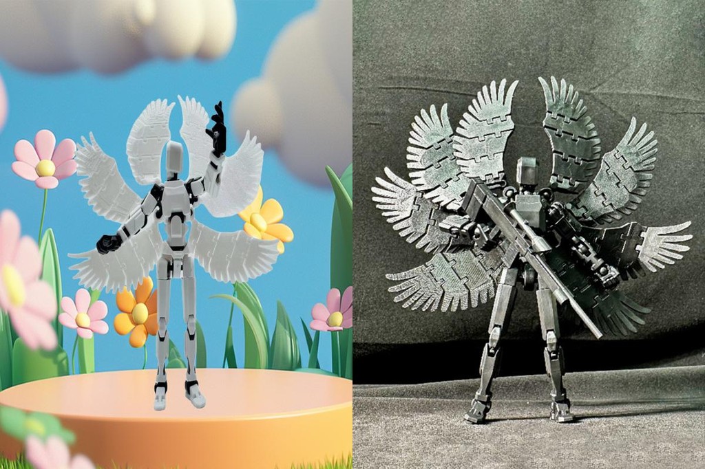 3d Printed Action Figures Moveable Action Figure Angel Wing Robot ...