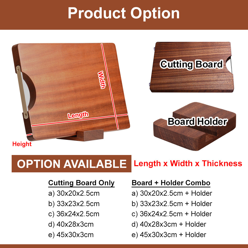 [5 Sizes] Worthbuy Solid Wood Chopping Board Papan Pemotong Kayu Whole ...