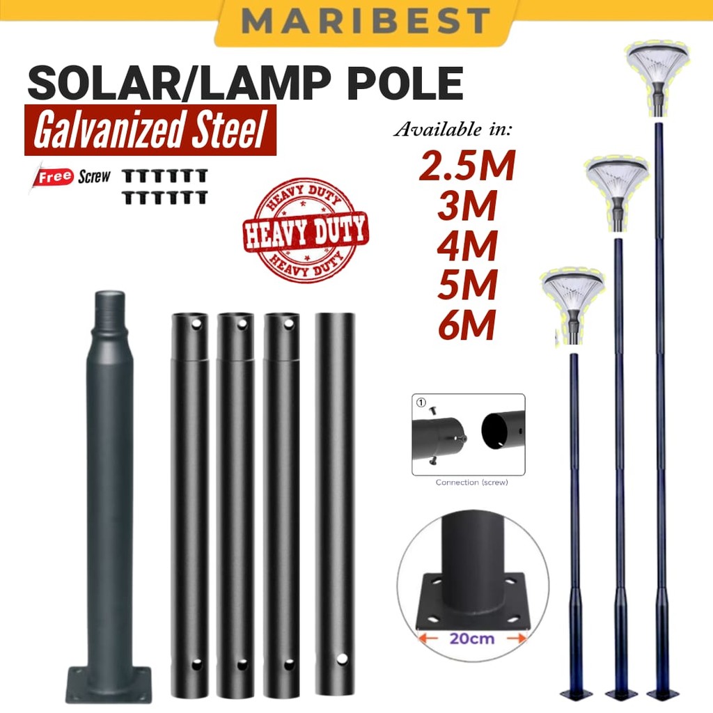 2.5M 3M 4M 5M 6M Steel Lamp Pole Galvanized Pipe Poles for Outdoor ...