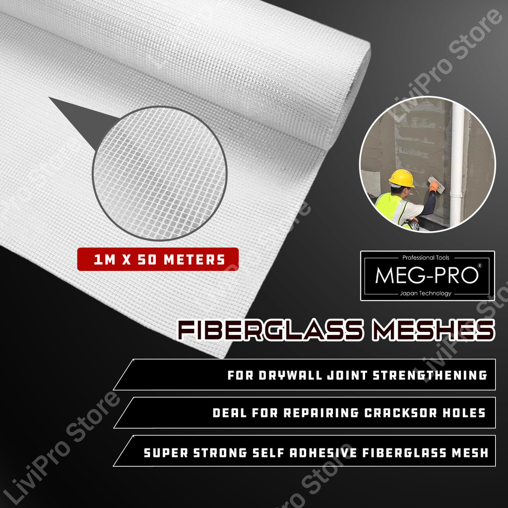 MEG-PRO Fiberglass Meshes 1Meter x 50M Dry Wall Joint Mesh Partition ...