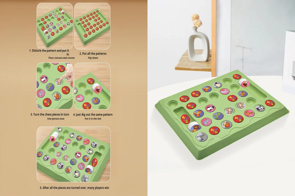 Flip Chess Board Game Kids Memory Training Game Fun Fruit Reversi Chess Game for Kids ...