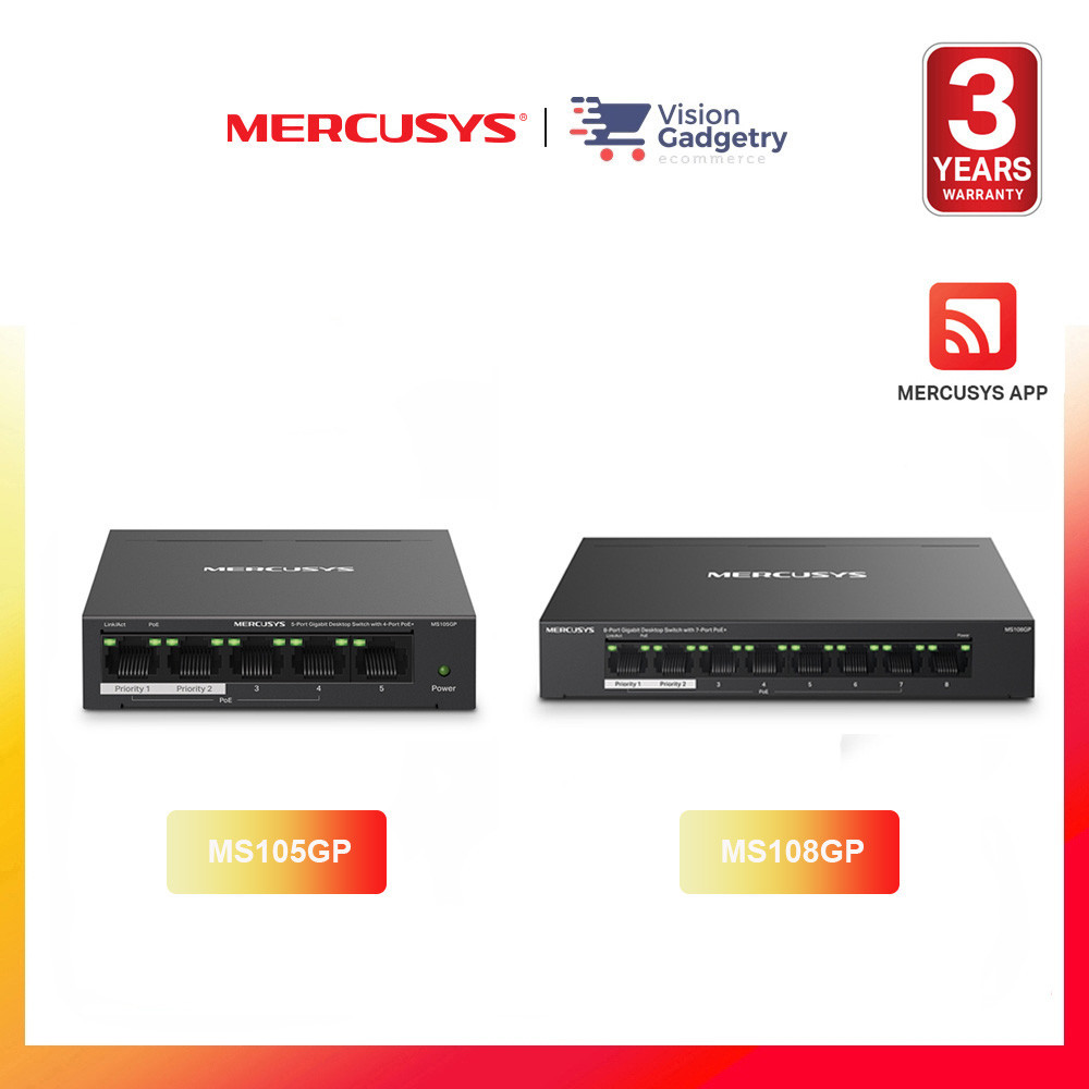 Mercusys MS105GP MS108GP 5/8 Port Gigabit Desktop Switch with 4-Port ...