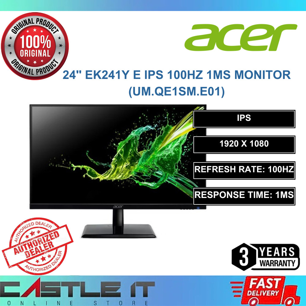 Acer 24" EK241Y E IPS Full HD 100HZ 1MS VGA 23.8" Monitor HD MI ...