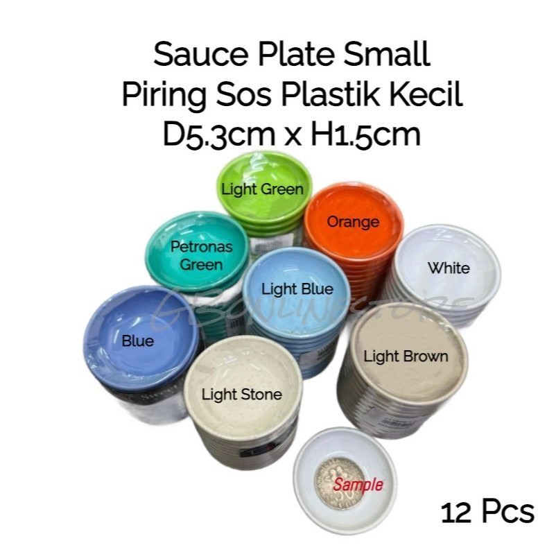 [12 PCS] Round Plastic Sauce Dish / Piring Sos Plastik / Dipping Sauce ...