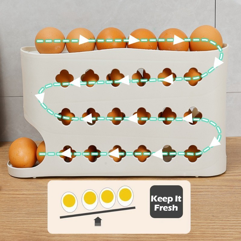 Kitchen Automatic Scrolling Eggs Rack - 4 Floors Ladder Type Slide Eggs ...