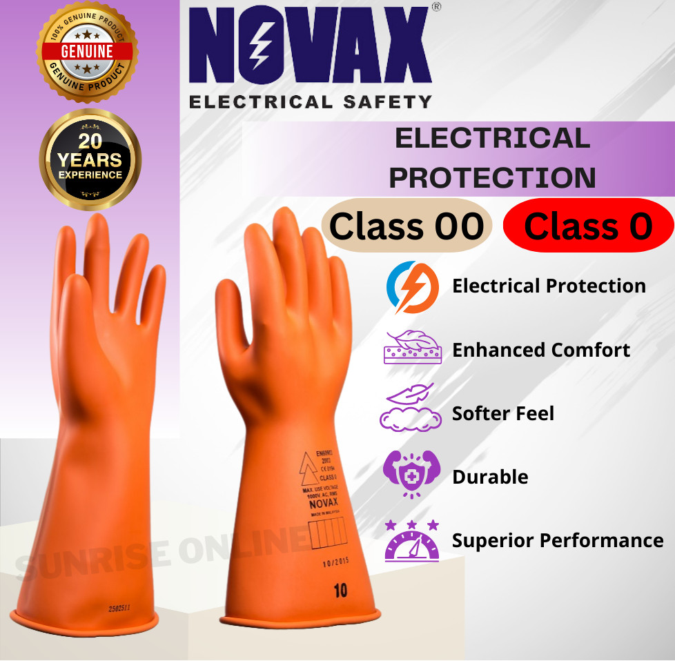 [ORIGINAL] Novax Insulation Gloves Rubber Electrical Insulating (Novax Sarung Tangan Penebat ...