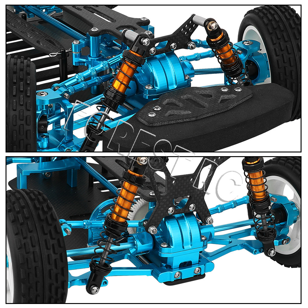 Metal & Carbon Fiber Full Chassis Frame Body Kit with Shock Absorbers Wheels Gearbox for 1/10 ...