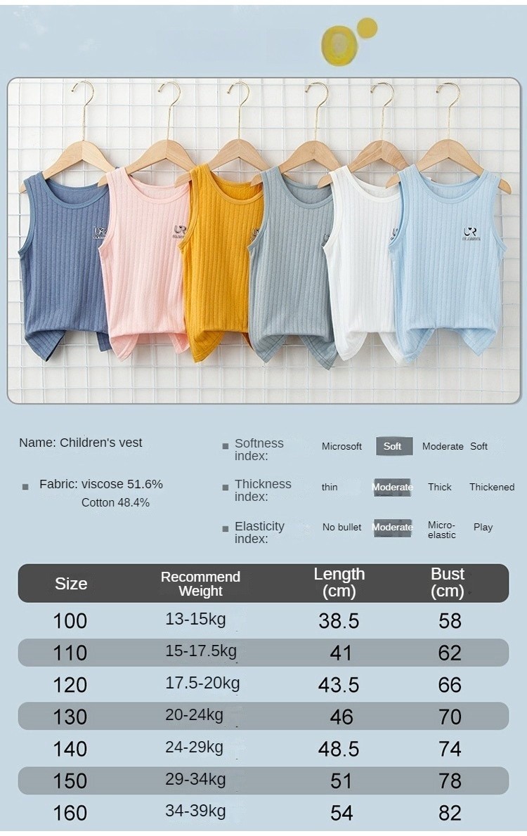【LF】Kids Tank Tops 100-160cm Boys Girls Vertical Stripe Vest for Spring ...