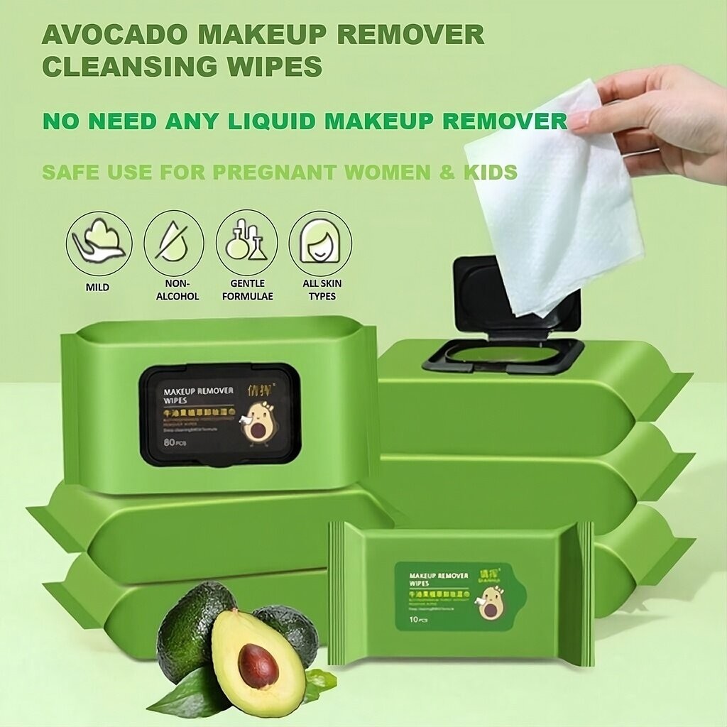 80 Sheets Avocado Makeup Make Up Remover Tissues Lap Basah Solekan ...