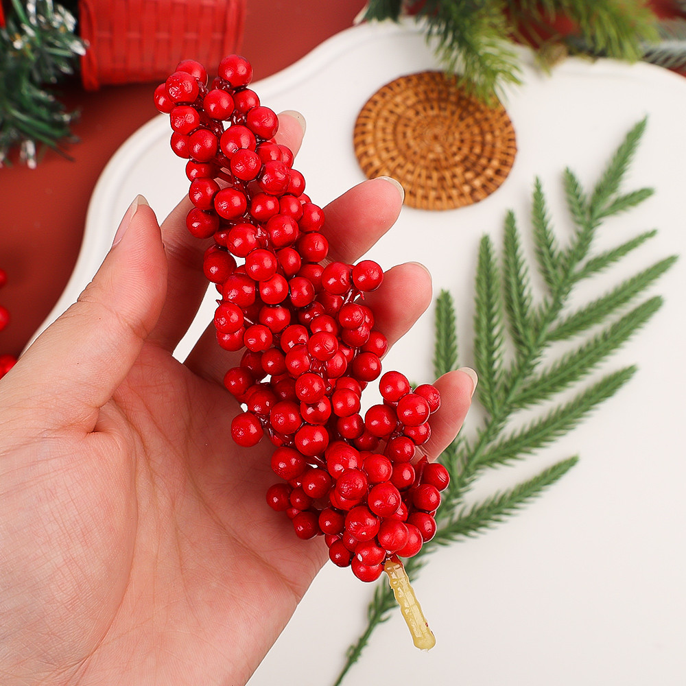 5Pcs Artificial Red Berries Branches - Christmas Simulation Plants Fake ...