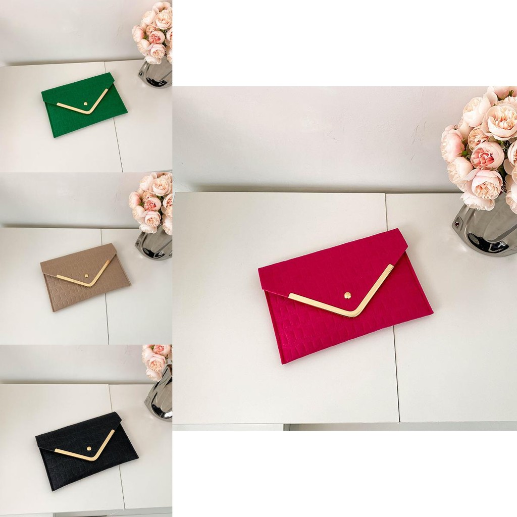 Red Rose Fashionable Envelope Handbag For Women With Soft Felt Material ...