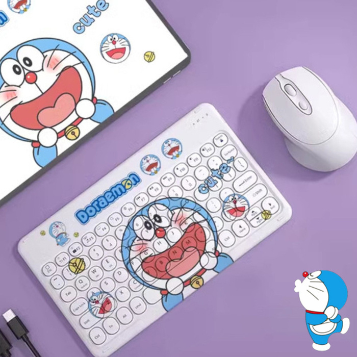 Doraemon 78-keys Cartoon Cute Bluetooth Wireless Mouse Keyboard Set ...
