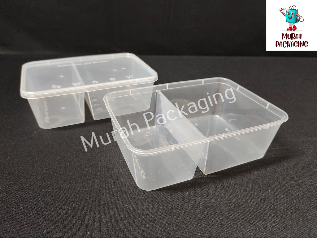 FR750-2C / 750ml Two (2) Compartment Plastic Disposable Food Container ...