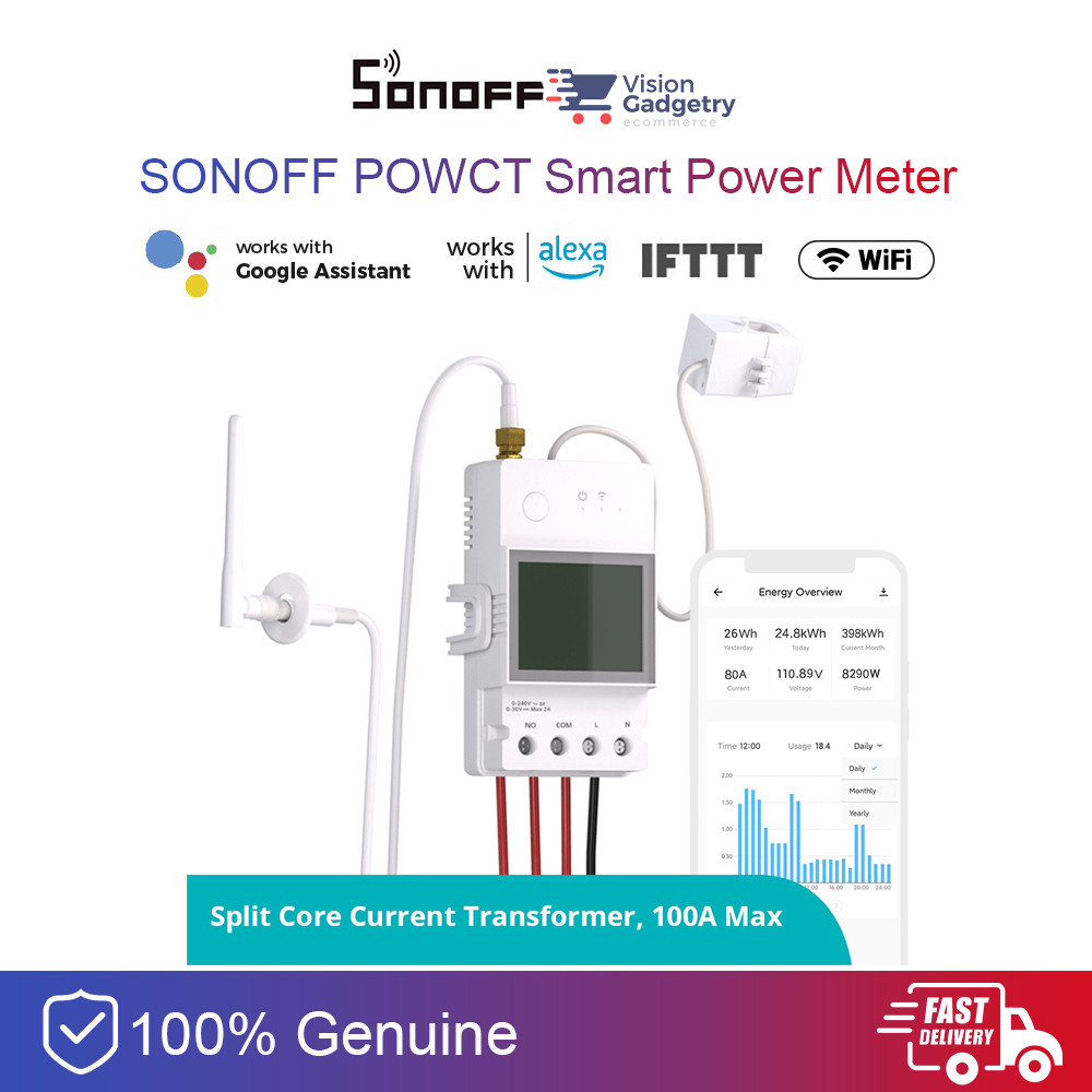 Sonoff POWCT 100A Max Wifi Pow Ring Smart Power Meter Split Ct Sensor ...