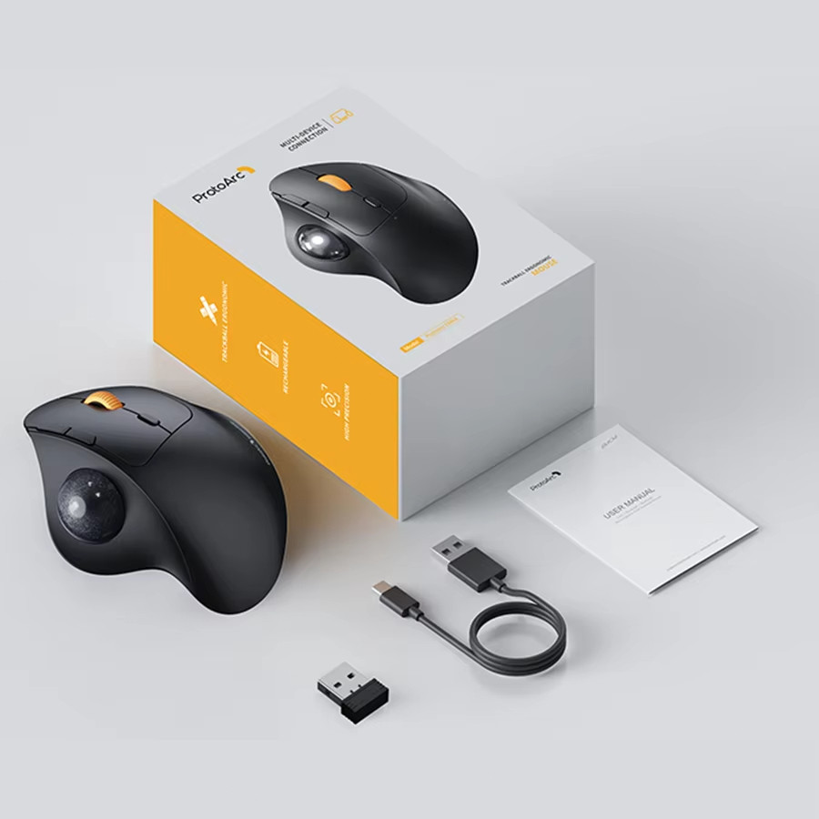 ProtoArc EM04 Wireless Trackball Mouse 2.4g Ergonomic Scroll Mouse ...