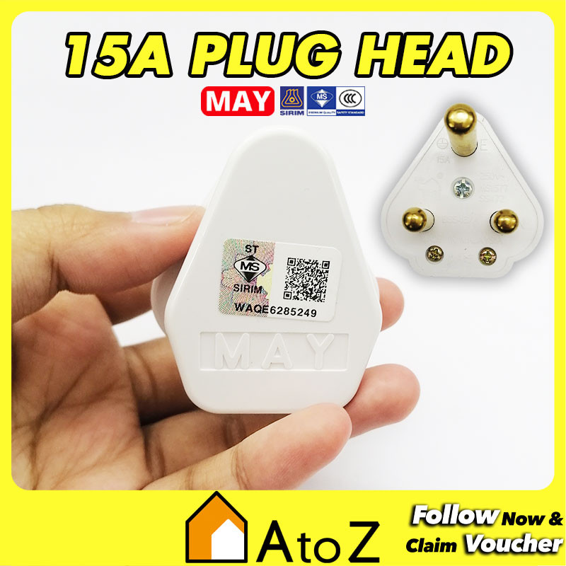 MAY 15A Plug Socket SIRIM Approved Heavy Duty Round Head Resilient ...
