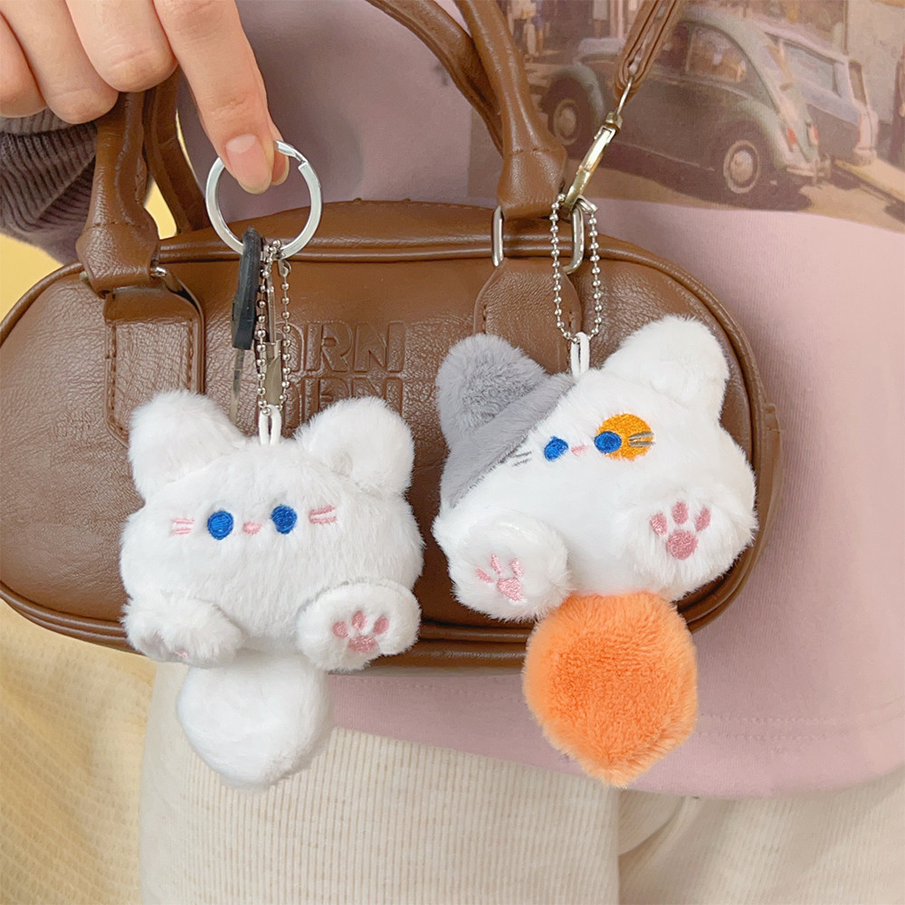 Plush Kitten Doll Keyring Girls Handbag Key DIY Hanging Decoration Cute ...