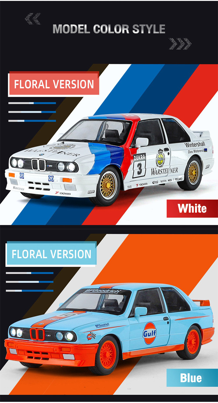 KLT 1:24 BMW M3 E30 Livery Modified Version Diecast Model Car Alloy ...