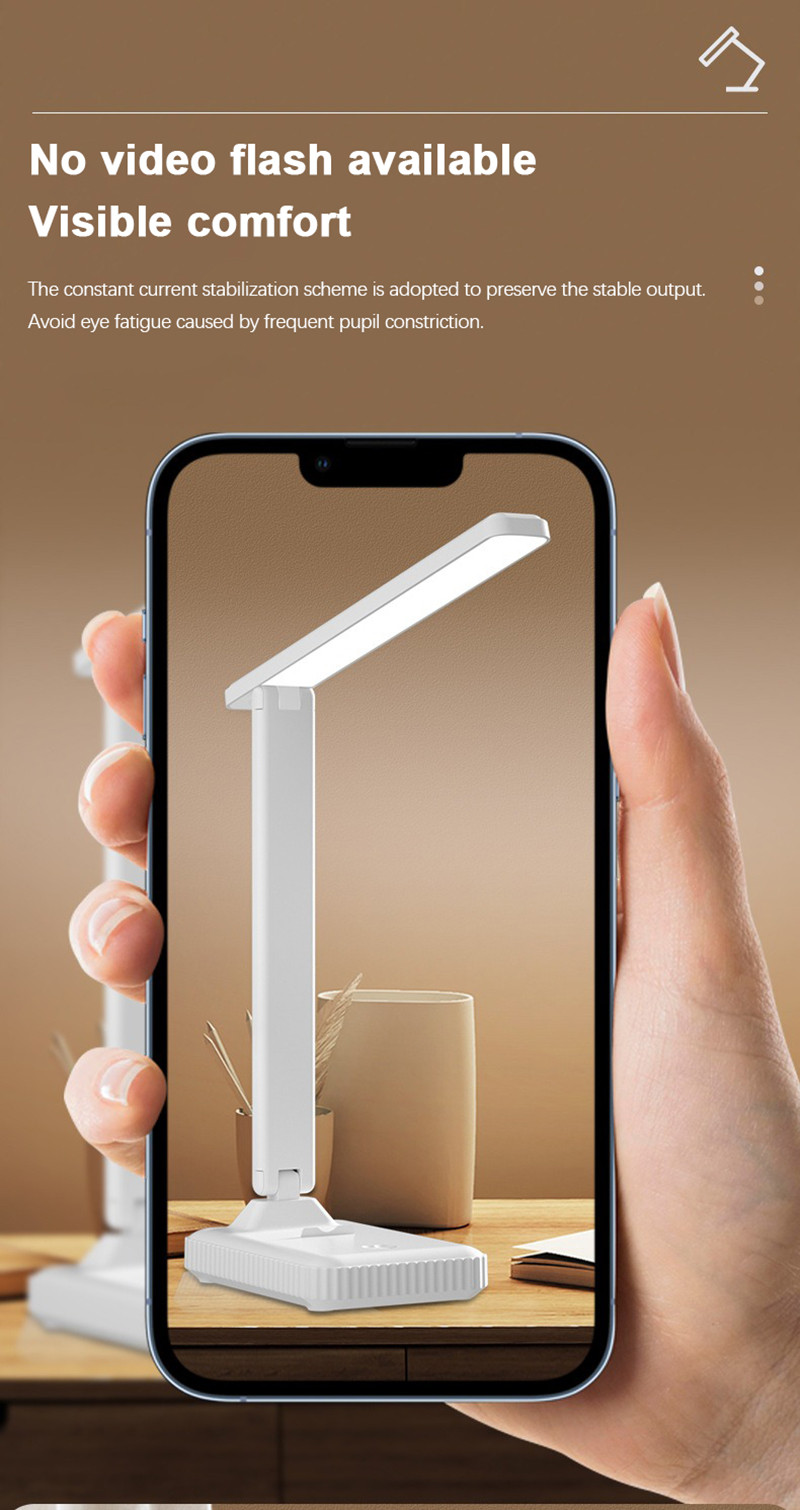 3 Levels LED USB Rechargeable Foldable Table Lamp Dimmable Touch Eye ...