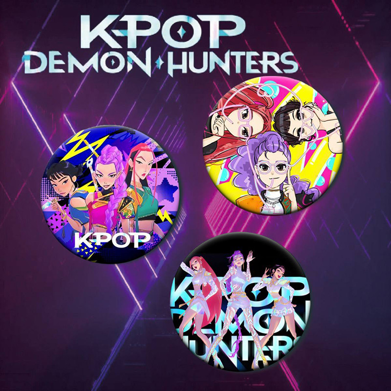 58mm Demon Huntrix Badge K-Pop Demon Hunters Souvenir Badges Saja Boys ...