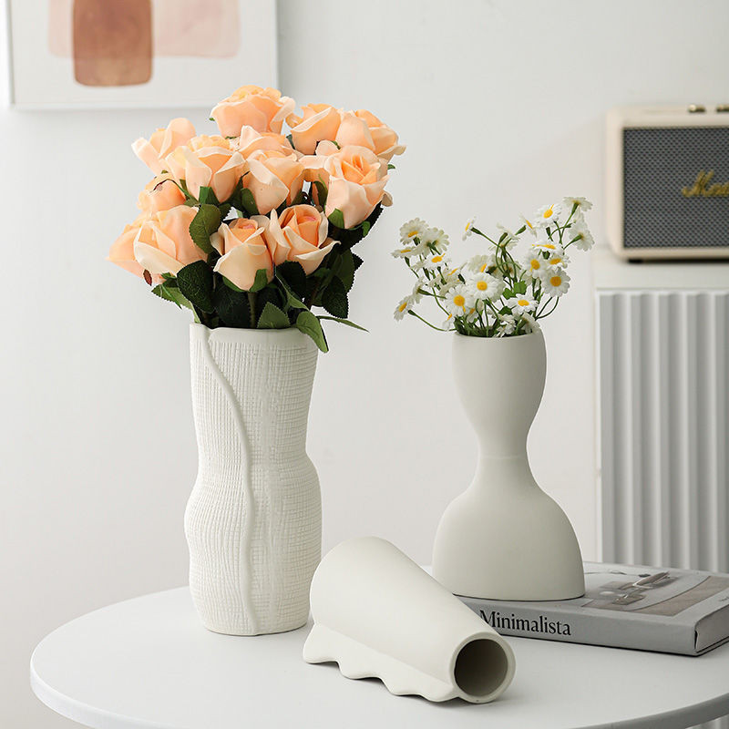 Kreatif pasu seramik putih mudah, hiasan meja ruang tamu, hiasan bunga ...