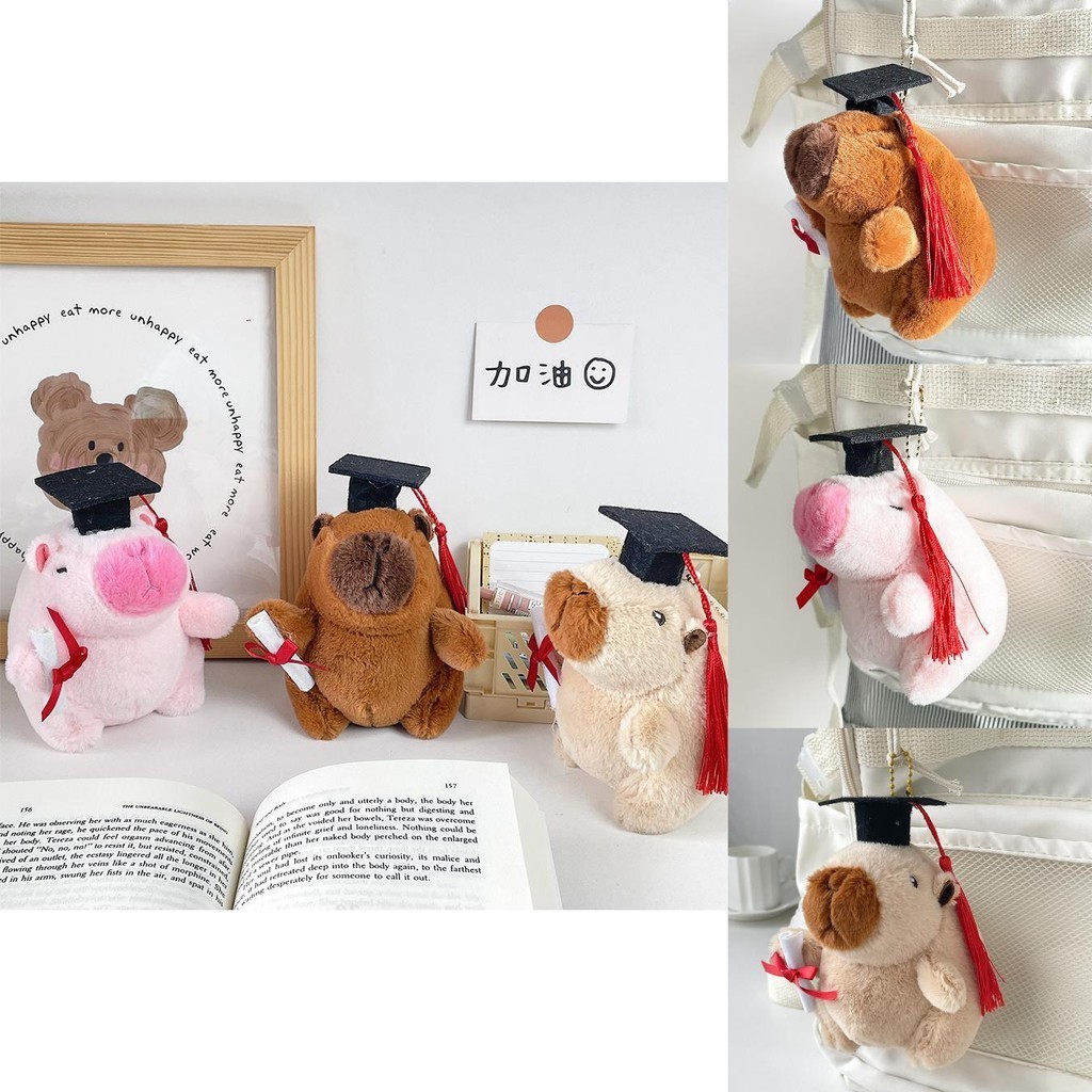 Animal Stuffed Capybara Keychain With Graduation Hat Perfect Graduation ...