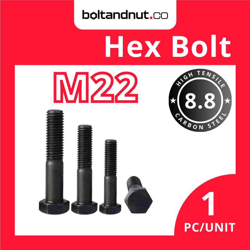 M22 Hex Bolt DIN931 | Half Thread Skru | Grade 8.8 High-Tensile Steel | Black Oxide Coating ...