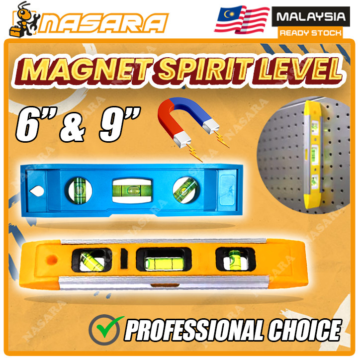 Nasara 6inch / 9inch Mini Magnetic Spirit Level Water Level Ruler ...