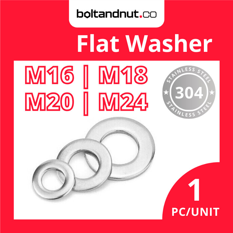 Flat Washer SUS 304 Stainless Steel Grade A2-70 | M16 M18 M20 M24 | Shopee Malaysia