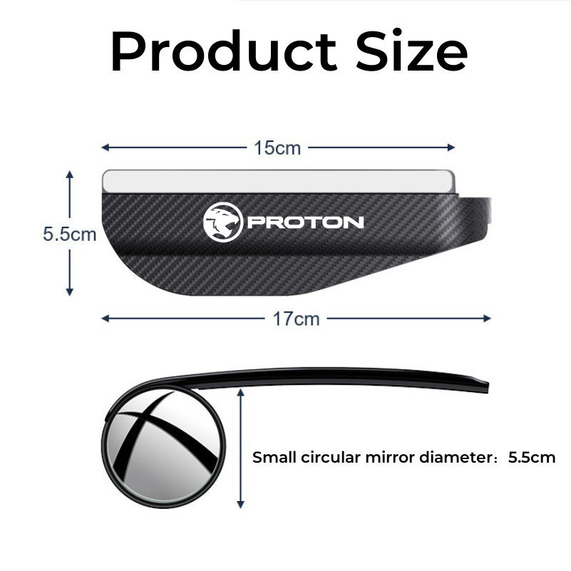 Proton Car Rear View Mirror Rain Eyebrow Visor With Blind Spot Rearview ...