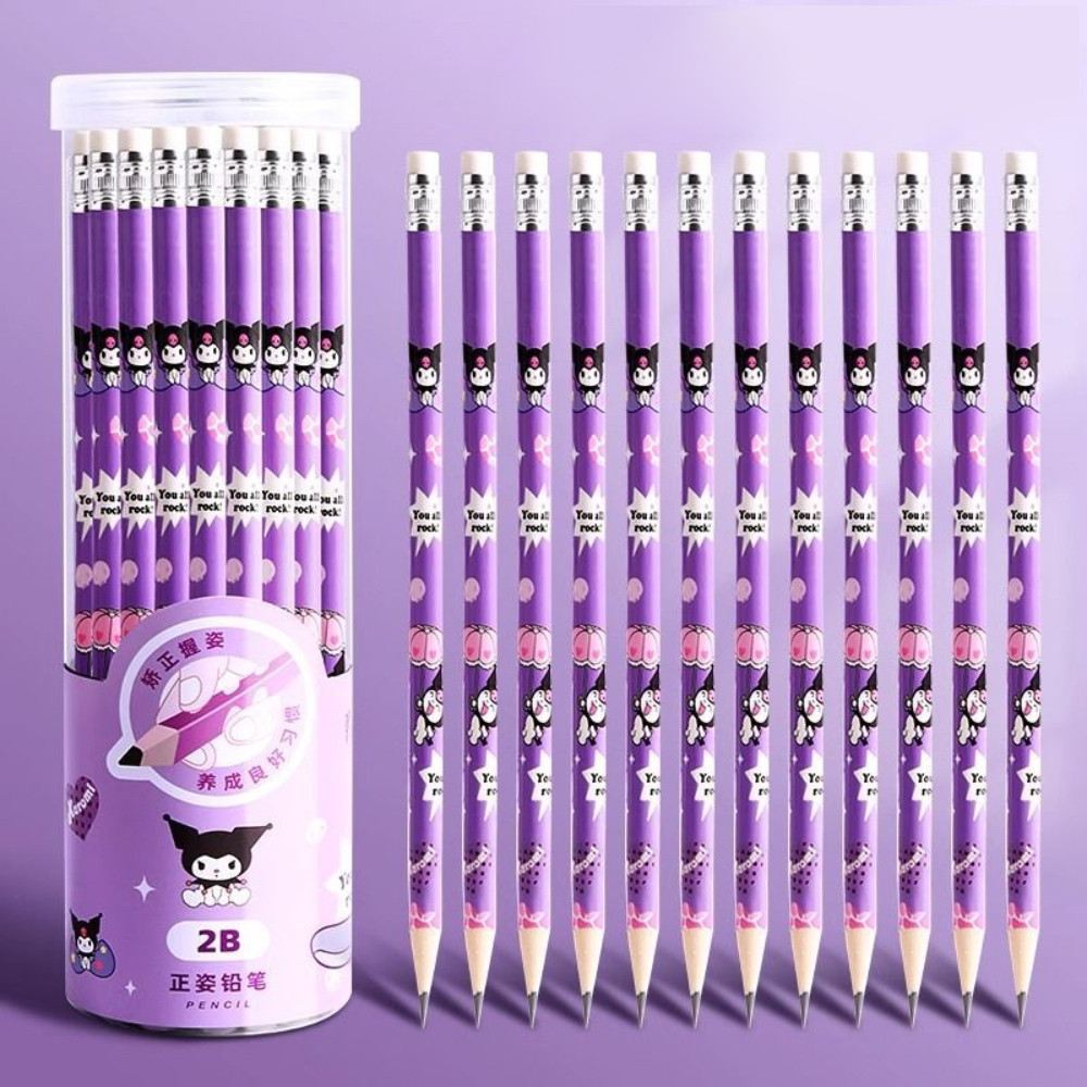 30pcs/set Sanrio Kuromi Pencils with Storage Pen Holder for Student 2B ...