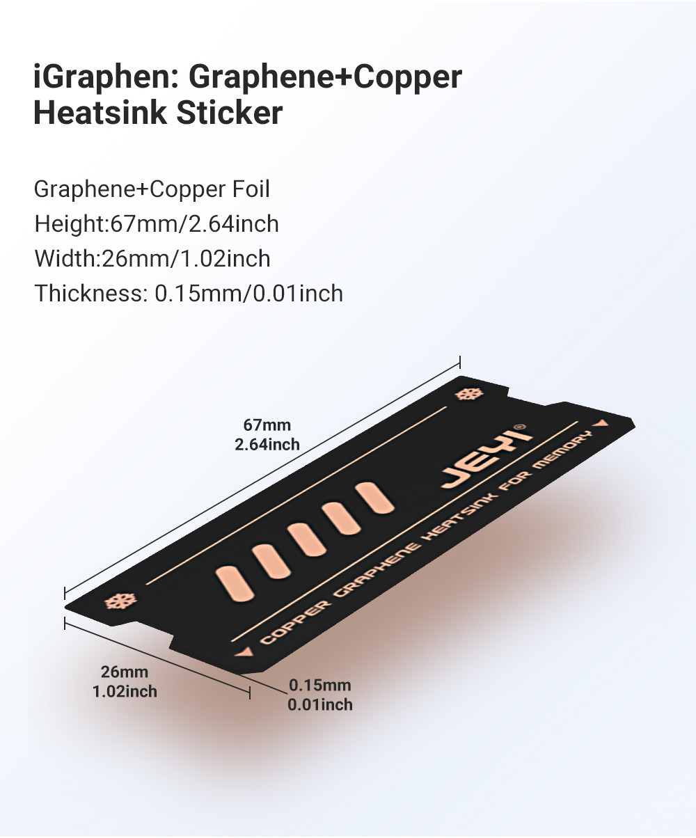 JEYI Graphene Laptop RAM Heatsink, Dual-Layer Graphene and Copper Foil Design Cooler Memory ...