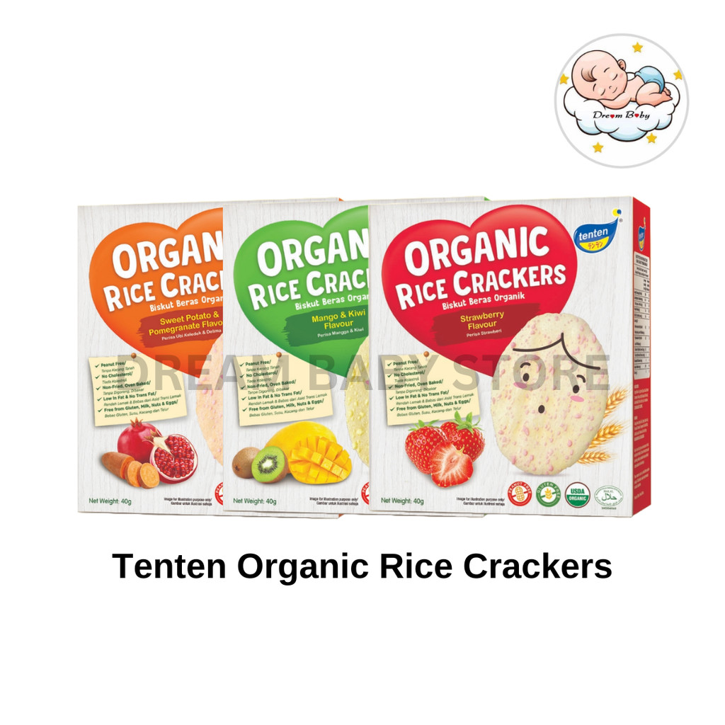 TENTEN RICE CRACKERS ORGANIC 40g (STRAWBERRY / MANGO & KIWI / SWEET ...