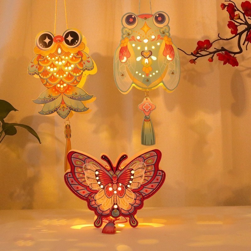 Cute Rabbit Shape Lantern Lotus Koi Fish Handheld Lanterns Material ...
