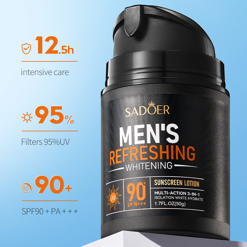 ROREC SADOER SPF90+ PA+++ Men Refreshing Whitening UV Sunscreen Lotion UVA UVB Protection ...