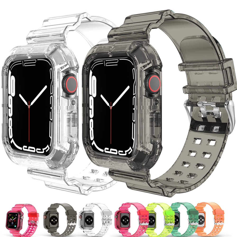 Transparent Clear Strap + Case for Apple Watch Series 5 SE 6 4 42mm ...