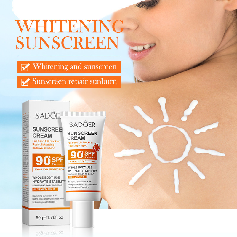 ROREC SADOER SPF90+ PA++++ Sunscreen Cream UV Blocking Resist Light Aging Improve Skin Tone Aloe ...