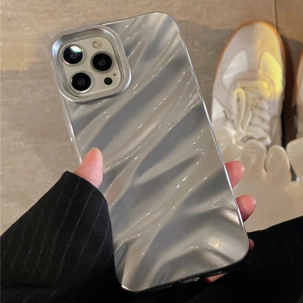 Luxury 3D Silver Water Ripple Phone Case for iPhone 17 Air 16 15 11 14 ...