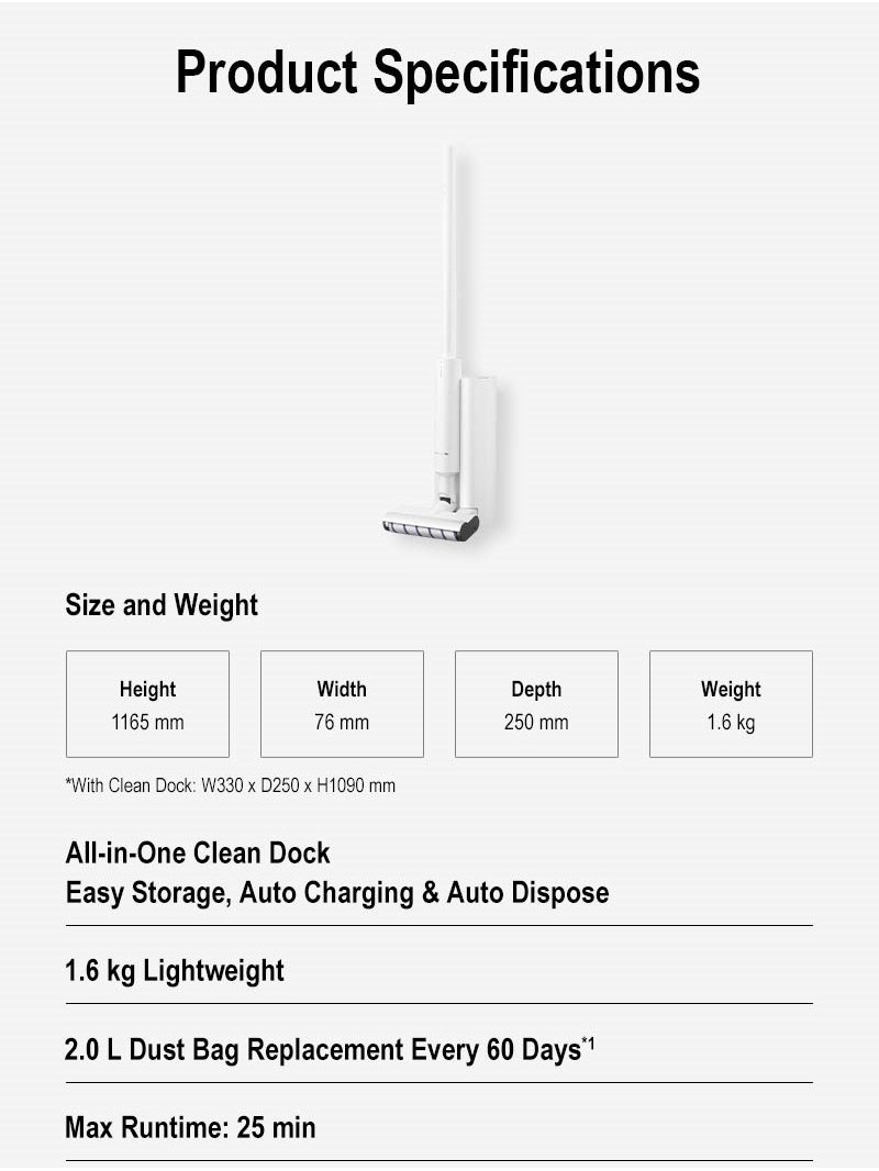 Panasonic All In One Clean Dock Stick Vacuum Cleaner MC-KC1W247 HA7 ...