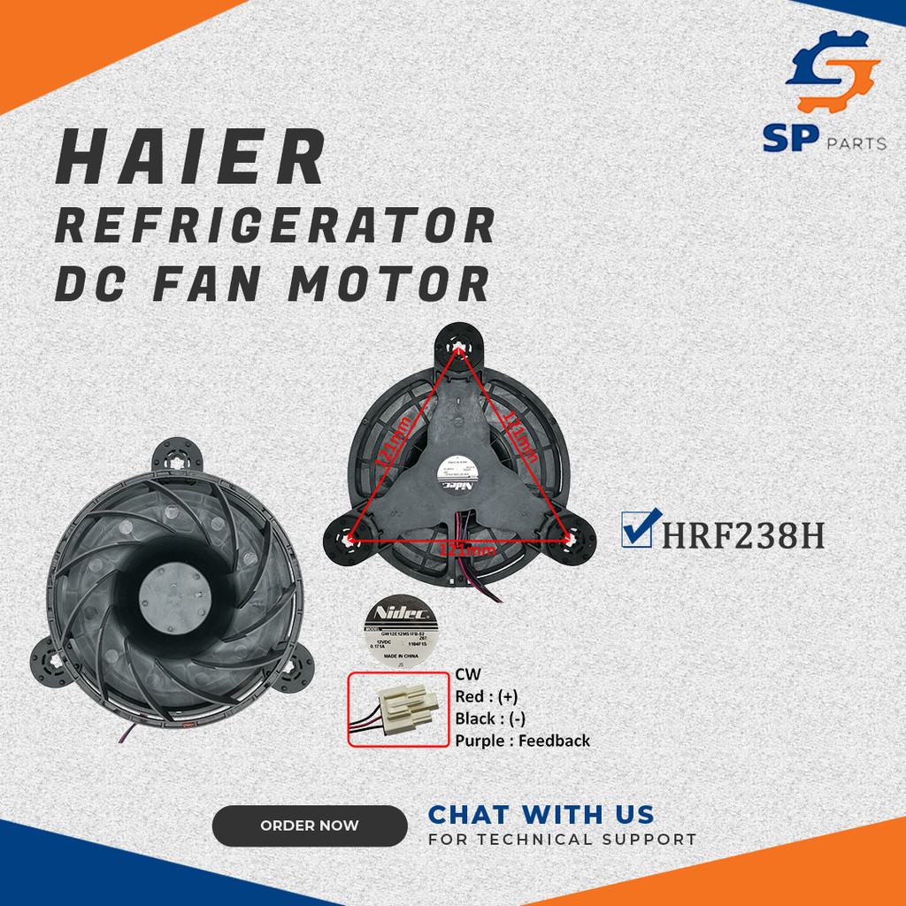 (ORIGINAL) HAIER HRF238H Refrigerator DC Fan Motor GW12E12MS1FB-52 ...