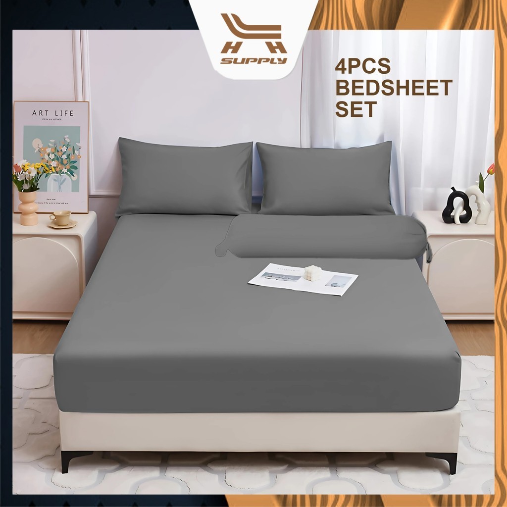 LH Plain Series Cadar Set Elastic Fitted Bedsheet Cadar Katil (3in1 ...