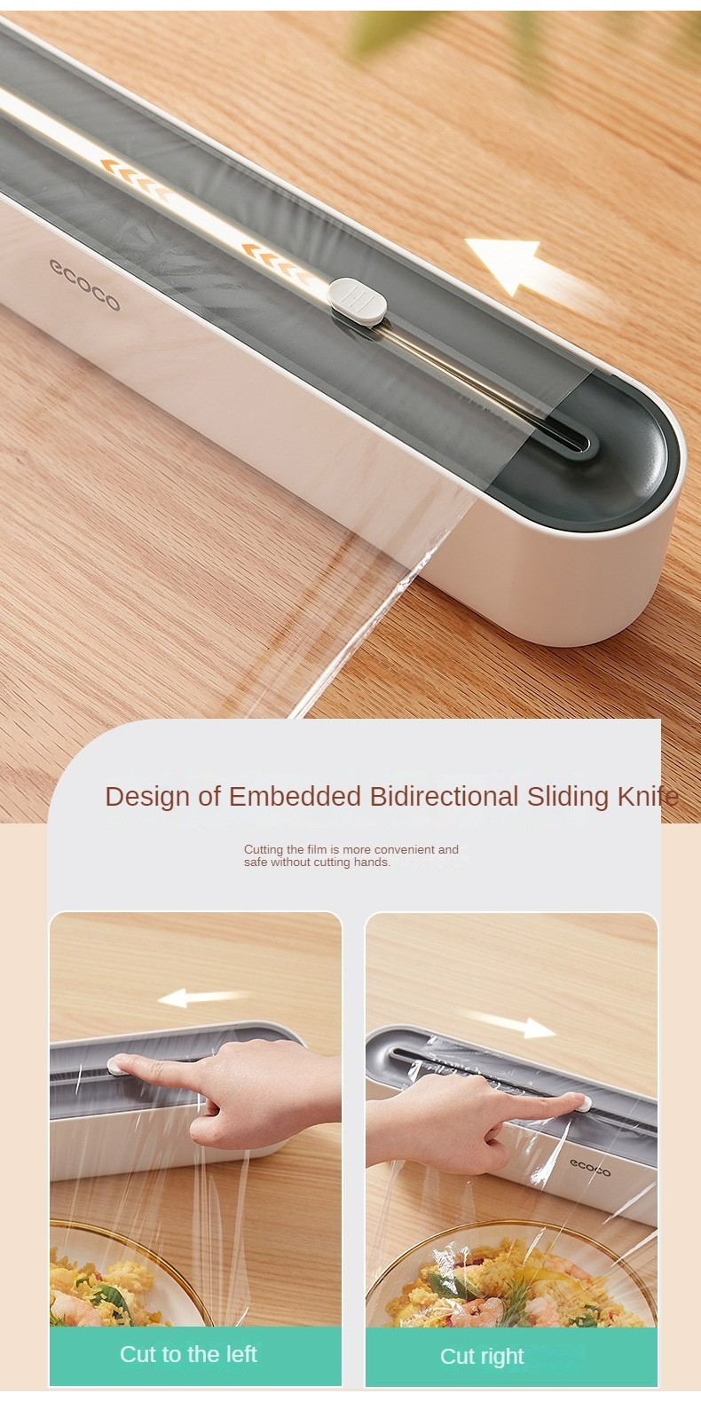 LODER ECOCO Cling Film Cutter Plastic Wrap Dispenser Food Wrap Cutter ...