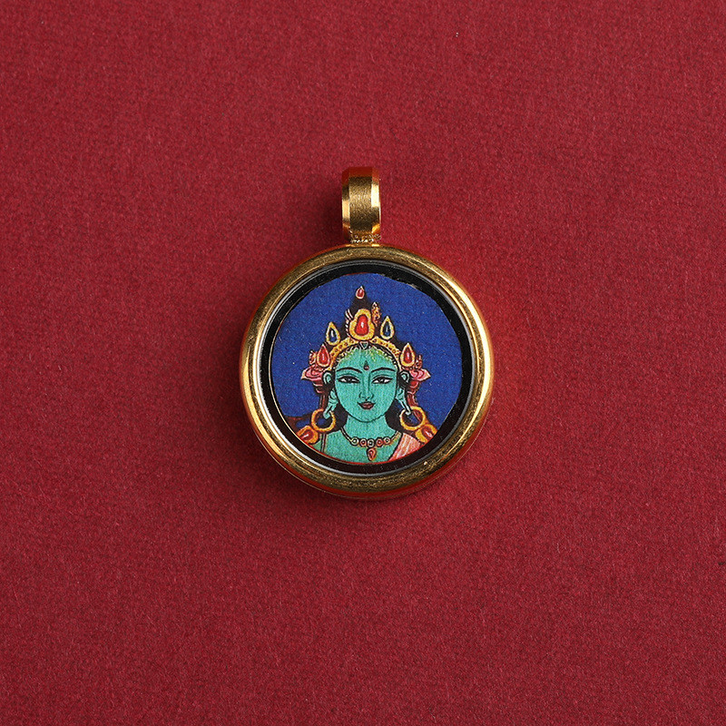 Accessories Tibetan Style Thangka Pendant White Green Tara Thangka Box ...