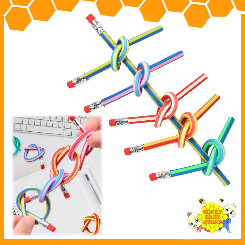 Children Creative Colorful Magic Bendy Flexible Soft Pencil With Eraser ...
