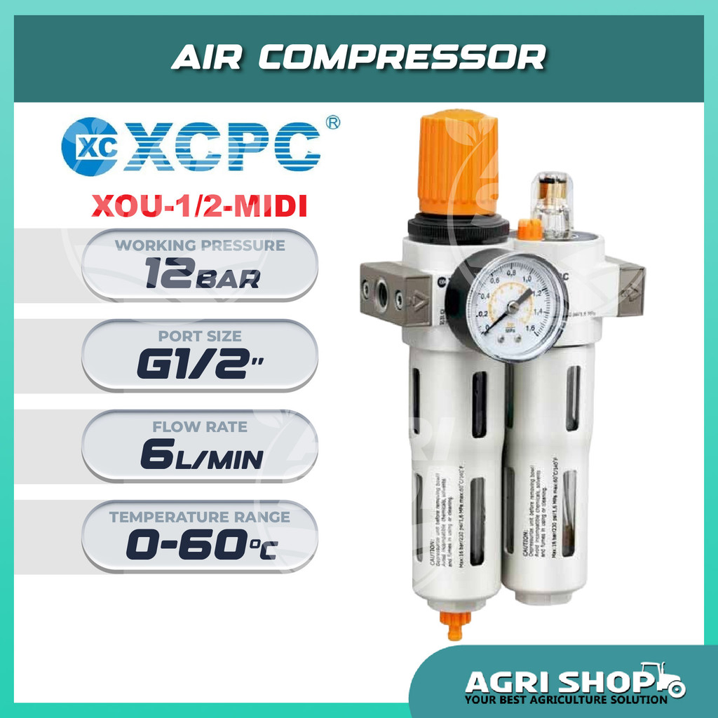 XCPC XOU-1/2-MIDI Pneumatic Air Control Unit Compressor Two Elements Pressure Regulator and ...