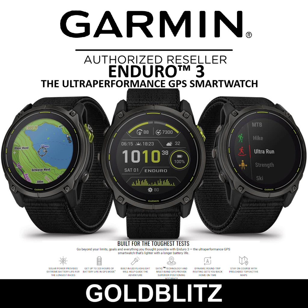 Garmin Enduro 3 / 2 - 1.4" Power Solar Sapphire Multi Band GNSS GPS ...