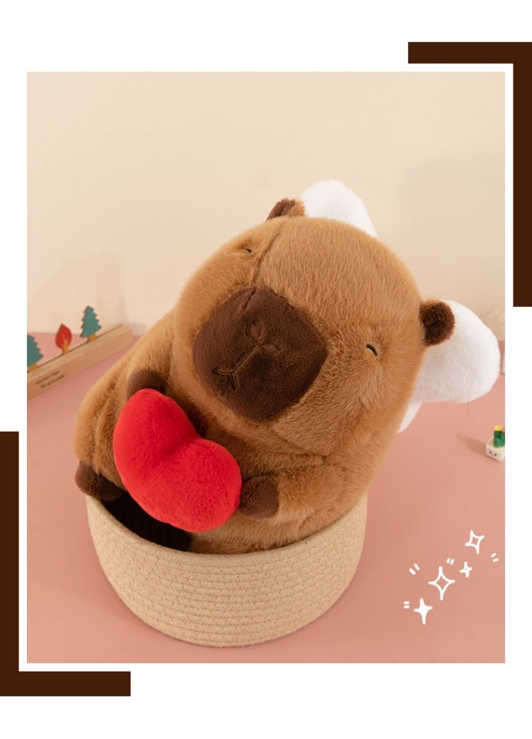 Cute Capybara plushie Angel wings holding heart capybara plush toy doll ...