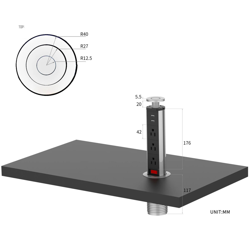 Meler Tablet Socket Power Strip US Electric Plug Pop Up Desk Switch ...