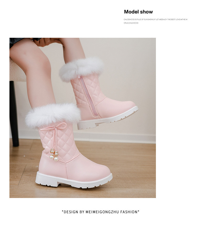 Girls Princess Boots Warm Shoes for Winter Kids Long Boots with Fur ...